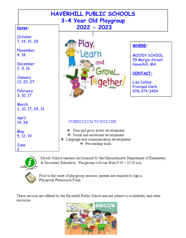 Moody Preschool - Preschool Program at Haverhill Public Schools
